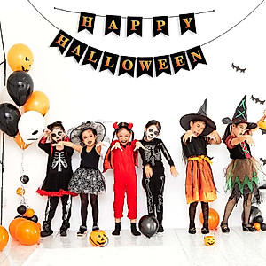 FALIZIFU Happy Halloween Banner Black Happy Halloween Sign Happy Halloween Flag for Mantle Fireplace Halloween Theme Party Supplies Wall Door Bunting Banner