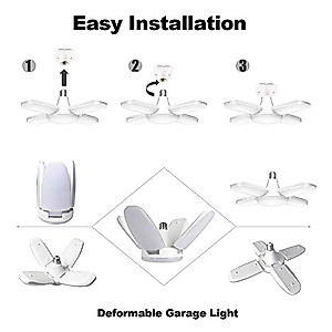 YiaMia LED Basement Lights Led Garage Lights LED Shop Light,6000LM 60W Deformable LED Light Bulbs Garage Ceiling Lighting,Workshop Light for Garage, Workshop, Workbench, Barn, Warehouse (1 Pack)
