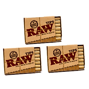 Raw Natural Unrefined Pre-Rolled Filter Tips 21 Count (Pack of 3)