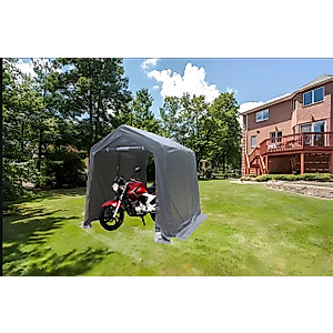 7x12ft Heavy Duty Outdoor Portable Garage Ventilated Canopy carports/Pool Canopy/Portable Outdoor Tent with All-Season Tarp (7x12ft Grey)