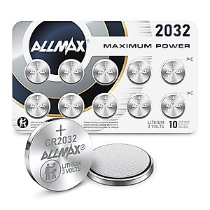 Allmax CR2032 Lithium Coin Batteries (10 Count) – Longest Lasting, Perfect for Key Fobs & Garage Door Openers, 10-Year Shelf Life, Leakproof Design – 3V
