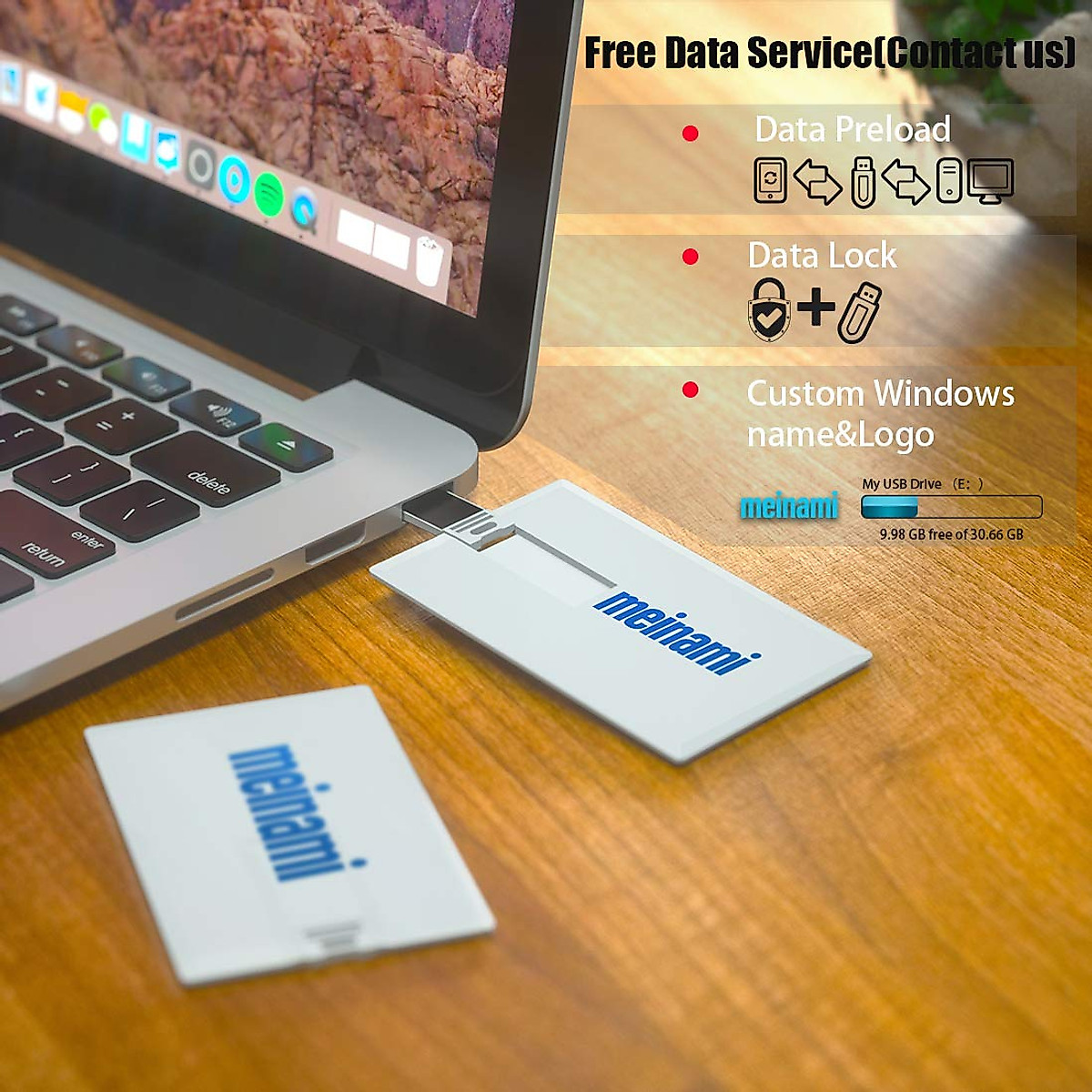 MEINAMI Customized Credit Card USB Flash Drive Thumb Drive Personalized Memory Stick 32GB 50 Pack