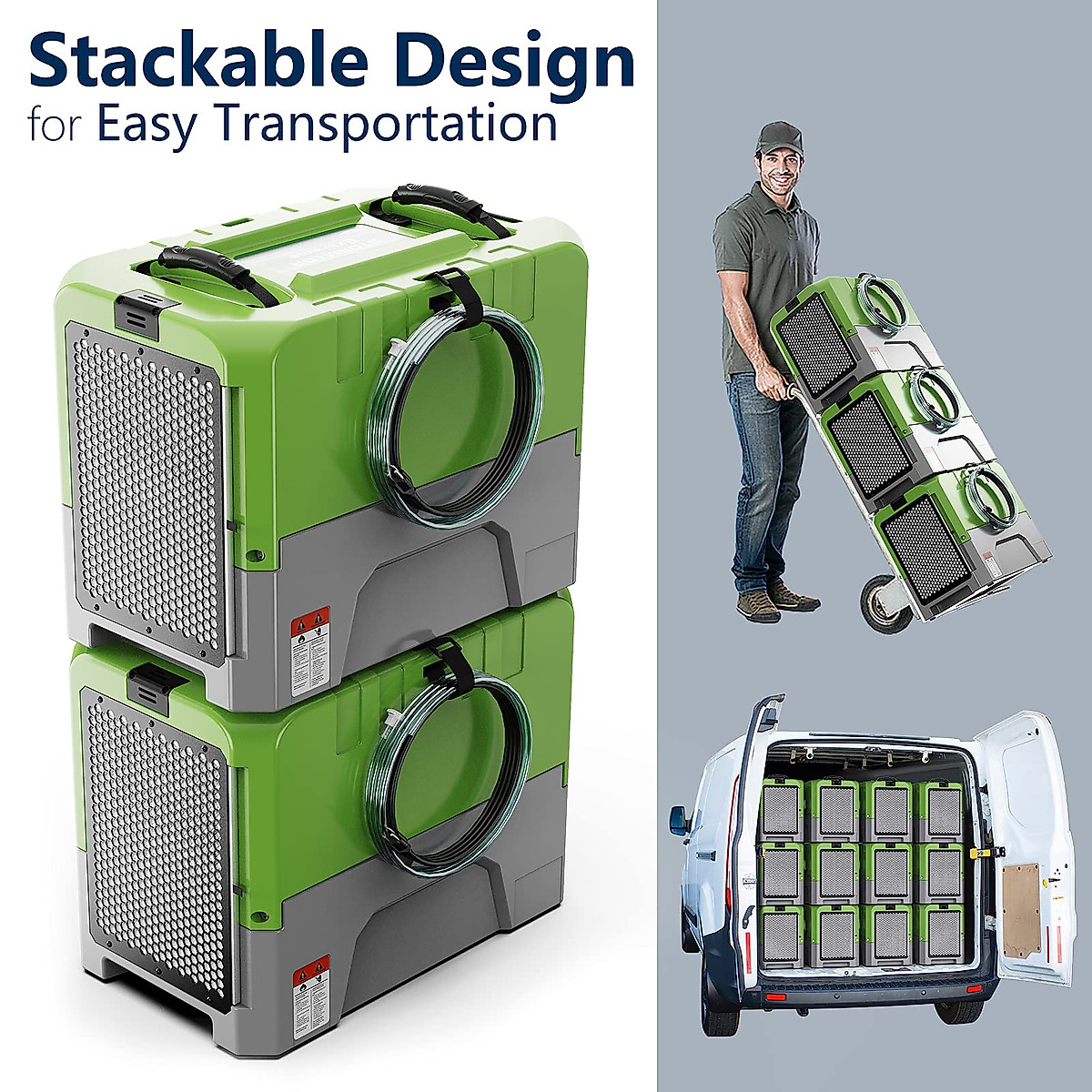 ALORAIR 180 Pint Commercial Dehumidifier with Pump for Basement Warehouse & Job Sites, Large Space Crawl Space Dehumidifier for Efficient Water Damage Restoration,5 Years Warranty,Green