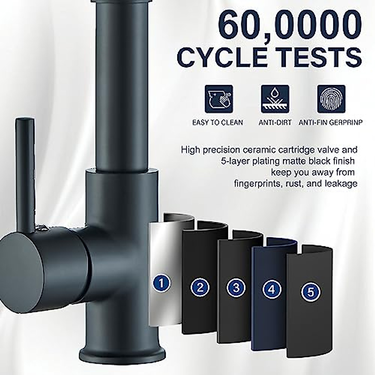 Kitchen Faucet with Spring LED Pull Down Sprayer Single Handle Matte Black Commercial Stainless Steel Kitchen Sink Faucet Oulantron high arc Kitchen Faucet