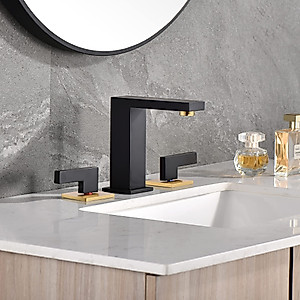 sumerain Widespread 8 inch Bathroom Faucet, Black Bathroom Sink Faucet, 3 Hole Bathroom Faucet