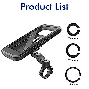 Waterproof Bike Phone Mount Motorcycle Phone Holder, Bicycle Phone Holder for Electric Bike, Spinning Bike, Scooter.