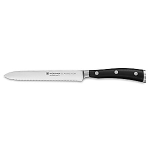 WÜSTHOF Classic IKON 5" Serrated Utility Knife, Black