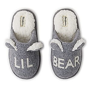 Dearfoams Easter Basket Stuffers Gifts for Kids Toddler Baby Slipper, Light Grey Lil Bear, 1 US Unisex big