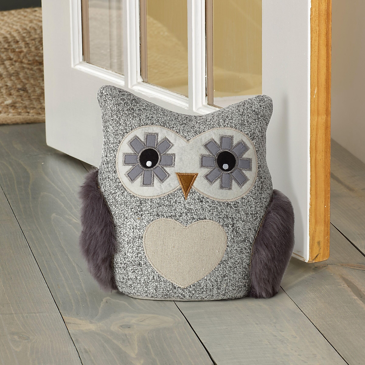 Elements Decorative Polyester Door Stopper, Grey Owl
