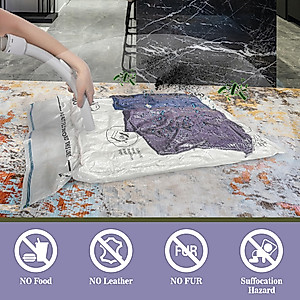 Vacuum Storage Bags, 6 Jumbo Space Saver Vacuum Seal Sealer Bags with Pump for Clothes, Comforters, Blankets (6J)