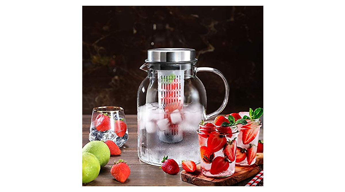 Durable Glass Infuser Pitcher for Hot & Cold Drinks - 2 Qt