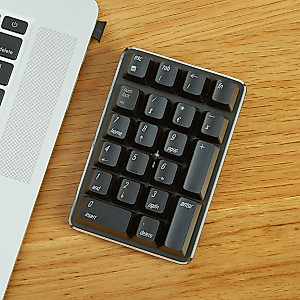 Qisan 2.4G Wireless Mechanical Numeric Keypad Cherry MX Brown Switch Gaming Keypad 21 Keys Mini Numpad Portable Keypad Extended Layout Black Magicforce