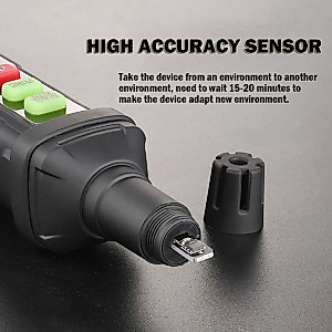 Portable Thermo-Hygrometer 4-in-1 Digital Psychrometer Mini Temperature Humidity Meter Pen Type Home Greenhouse Indoor Hygrometer with Dew Point & Wet Bulb Temperature, Max/Min, Backlight LCD Display