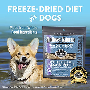 Northwest Naturals Freeze-Dried Whitefish & Salmon Dog Food - Bite-Sized Nuggets - Healthy,-Limited Ingredients, Human Grade Pet Food, All Natural - 12 Oz