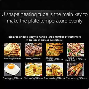 Commercial Electric Frying Pan, Flat Pan Steak Fried Rice Teppanyaki, with 50-300 ℃ Adjustable Thermostatic Control, Used in Kitchen And Dining Room