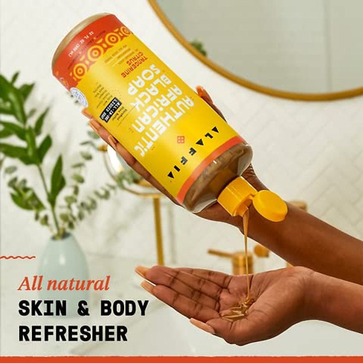 Alaffia Authentic African Black Soap Variety 2-Pack – All-In-One Liquid Soap, Travel-Size Eucalyptus Tea Tree + Full-Size Tangerine Citrus Body Wash, Face Wash, Shampoo, Shaving Soap