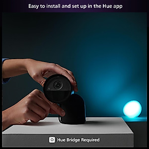 Philips Hue Secure Desktop Wired Smart Home Security Camera, Black - 1 Pack - 1080P HD Video - Night Vision - Motion Detection - Two-Way Talk - Indoor/Outdoor - Weatherproof - Works with Hue App