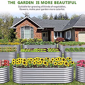 FRIZIONE 8x4x2FT Galvanized Metal Raised Garden Bed for Vegetables, Outdoor Garden Raised Planter Box, Backyard Patio Planter Raised Beds for Flowers, Herbs, Fruits
