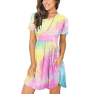 Office Dresses for Women for Work Ruffle A-Line Casual Dress Floral Short Sleeve Midi Dress Pink