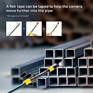 DEPSTECH Dual Lens Industrial Endoscope, 1080P Digital Borescope Inspection Camera, 7.9mm IP67 Waterproof Camera, Sewer Camera with 4.3" LCD Screen,7 LED Lights,16.5FT Semi-Rigid Cable,32GB Card-Black