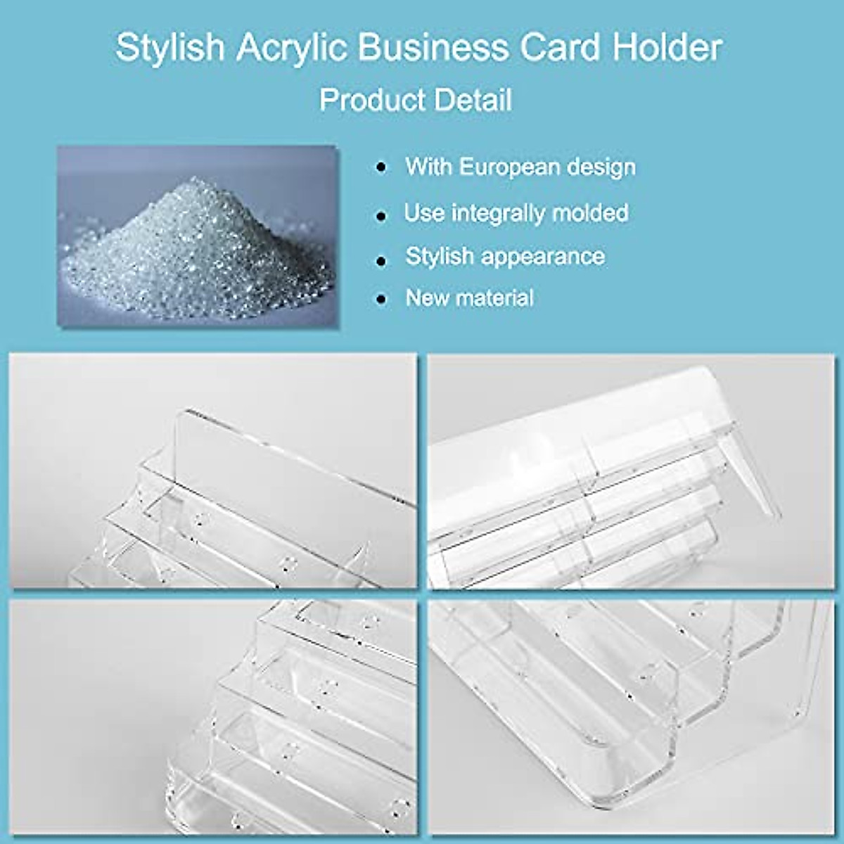 Gowall Business Card Holder, 8 Pocket Acrylic Business Card Holder for Desk Clear Business Card Stand Desktop Business Card Holders Plastic Business Card Display for Exhibition, Home and Office