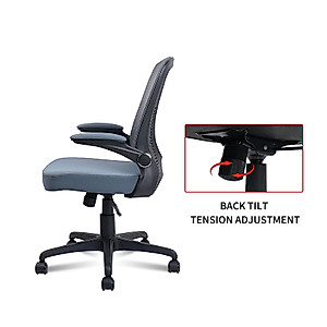 CLATINA Ergonomic Office Chair, Classic Executive Mesh Chair middle Back Desk Chair Breathable Swivel Computer Chair with Adjustable Lumbar Support and Flip up Armrest, for Home Office Conference Room