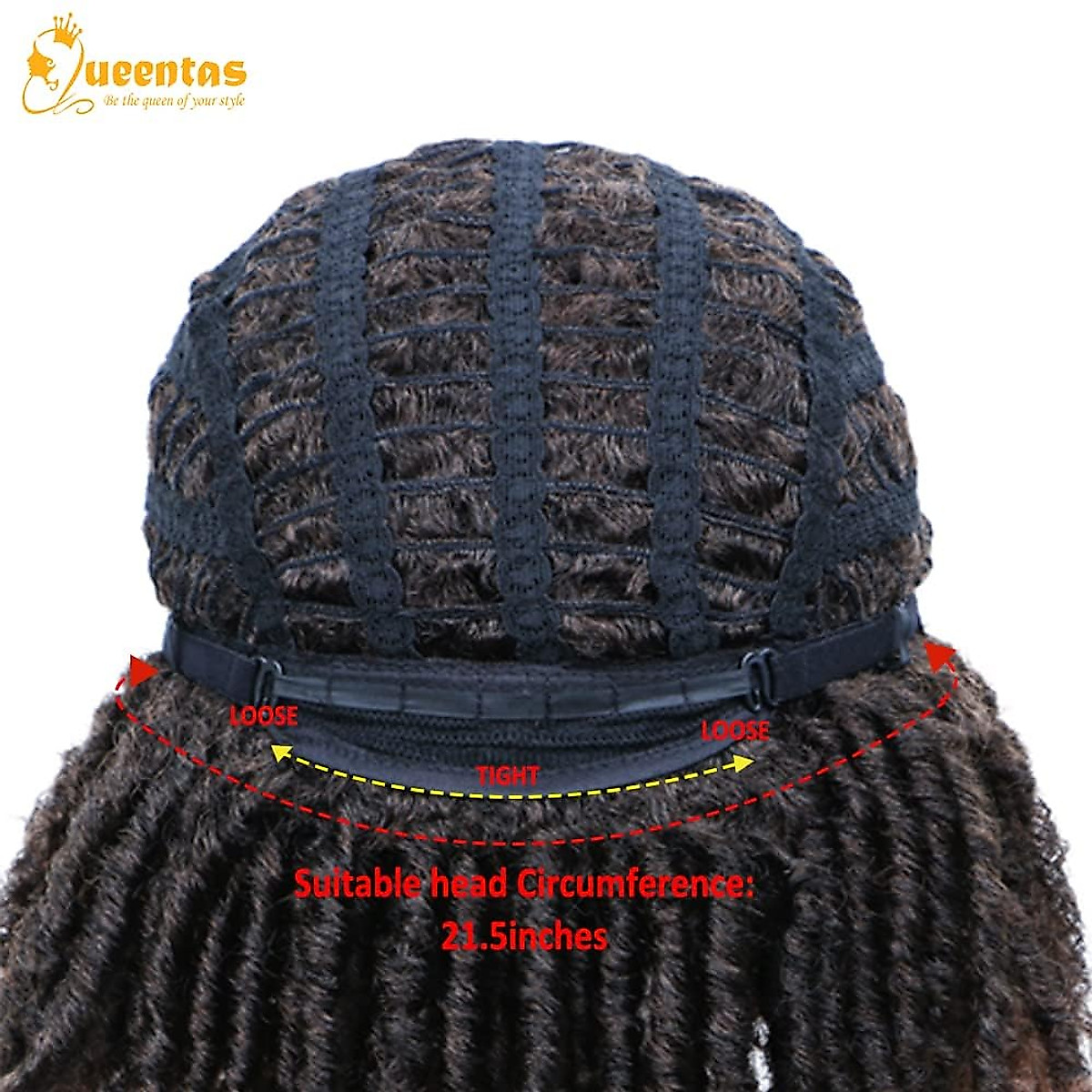 QUEENTAS Dreadlock Wigs for Black Women and Men Short Curly Big Afro Braided Wigs Faux Locs Twist Braiding Synthetic Wigs (Black to Brown)
