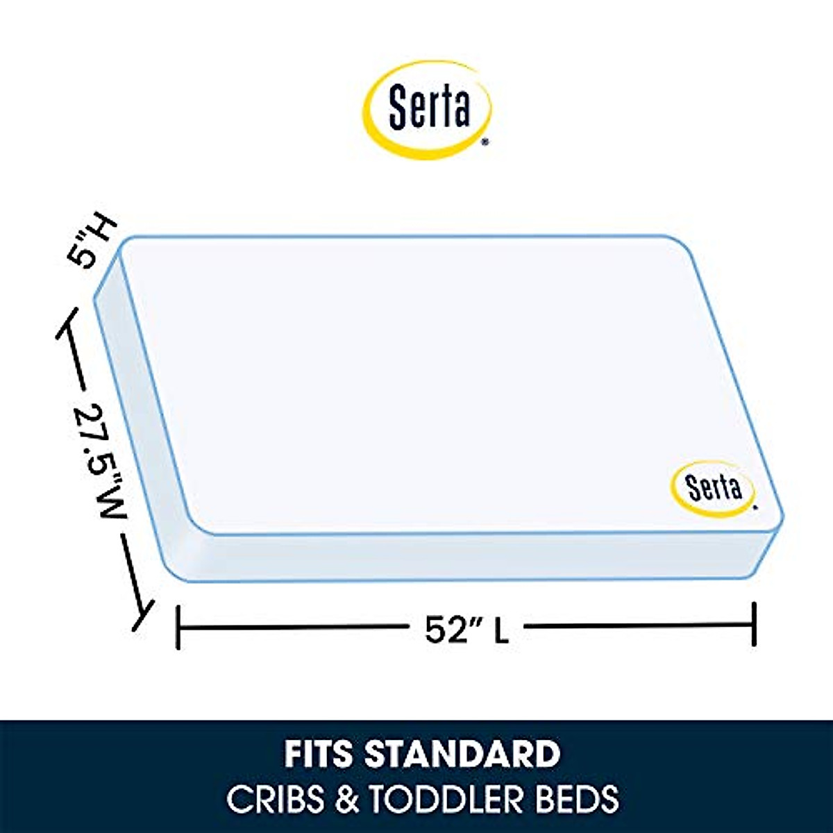 Delta Children Serta Tranquility Eco Firm 2-Stage 6" Premium Baby Crib Mattress & Toddler Mattress - Waterproof - GREENGUARD Gold Certified - 50 Year Warranty - Made in USA, 27.5x52x6 Inch, White (Pack of 1)