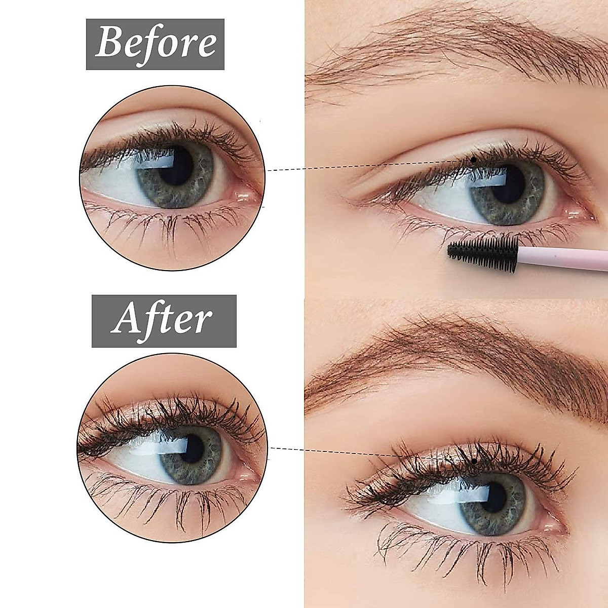 Aitakl Reusable Eyelash Brush, Silicone Eyelash Brush 2 Pcs with Portable Case(Grey)