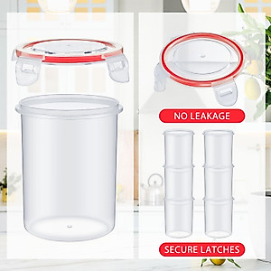 Tessco 8 Pieces Overnight Oats Containers with Lids 16 oz Round Airtight Oatmeal Container Plastic Leakproof Mason Jars for Overnight Oats with Locking Lid Cereal Milk Oatmeal Storage (Red)