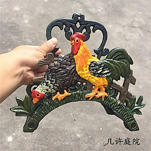 Riyyow Retro cast Iron Cock Water Pipe Rack Painted Courtyard Water Pipe Storage Bracket Gardening Rack Garden Villa Mural Animal