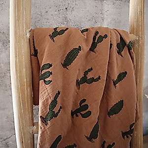 Leyl&Ari Muslin Swaddle Blanket 100% Organic Cotton Lightweight Receiving Wrap for Infant & Newborn (Cactus, 47X47)