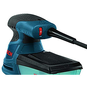 BOSCH ROS20VSK Palm Sander 2.5 Amp 5 in. Corded Variable Speed Random Orbital Sander/Polisher Kit with Dust Collector and Hard Carrying Case, Blue