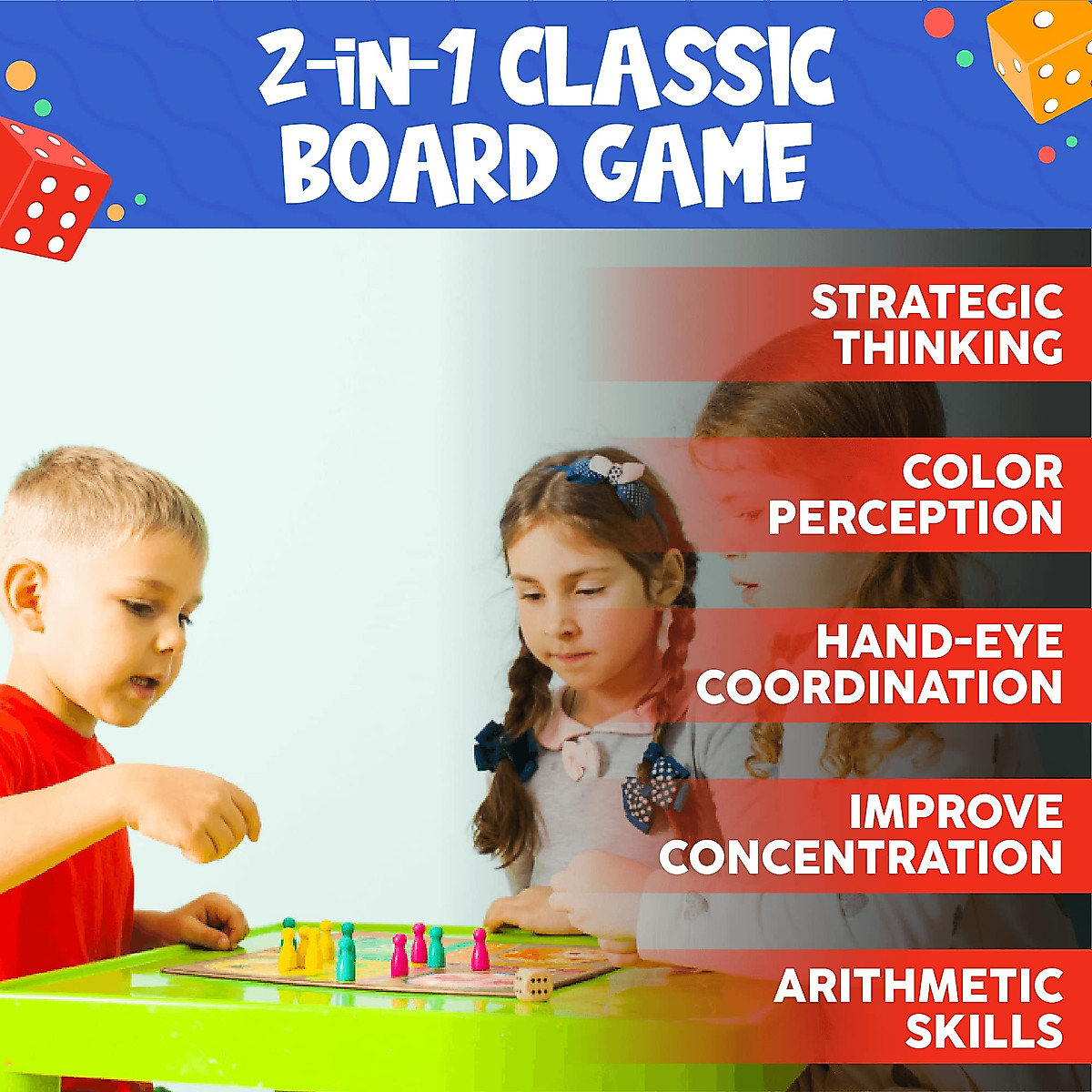 Toysery 2 in 1 Board Games Set. Complete with Ludo Board Game Plus Snakes and Ladders Set