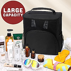 EIMMBD Hanging Shower Bag, Shower Caddy Portable Larger Capacity with Phone Storage, Upgraded Shower Caddy Hanging for College, Dorm,Travel, Gym, Camp, Mesh Shower Caddy for Women, Men(Black)