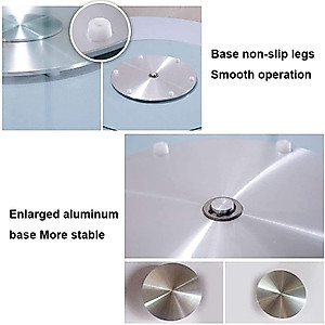 MOBYAT Glass Turntable for Table,Turntable Round Serving Plate,Extra-Large Lazy Susan with Aluminum Base Silent Bearing Rotating Tray for Kitchen Dining Table Transparent 80 cm (30 inch) Not Easy T