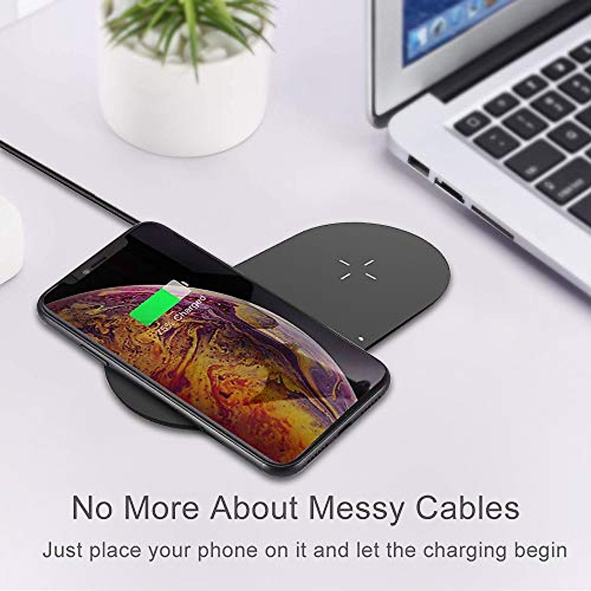 Dual Wireless Charger, COSOOS Fast Wireless Charging Pad Compatible for iPhone 13/13 Pro/13 Pro Max/13 Mini/12/11/XS/8 Plus, Galaxy S21/S20, Note 10, AirPods Pro, Galaxy Buds+(No AC Adapter)