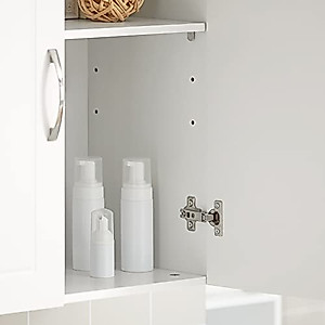 Haotian FRG231-W, White Kitchen Bathroom Wall Cabinet, Garage or Laundry Room Wall Storage Cabinet, White Stipple, Linen Tower Bath Cabinet, Cabinet with Shelf