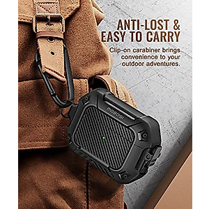 MOBOSI for AirPods Pro 2nd/1st Generation Case, Secure Lock Clip Carbon Fiber Case Cover with Keychain, Full Body Shockproof Hard Shell Protective Cover for AirPods Pro Case (2023/2022/2019), Black