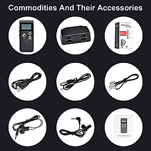 32GB Digital Voice Recorder - Voice Activated Recorder with Playback, Portable Tape Recorder for Lectures, Meetings, Interviews, Audio Recorder with Microphone USB Cable, MP3 Player