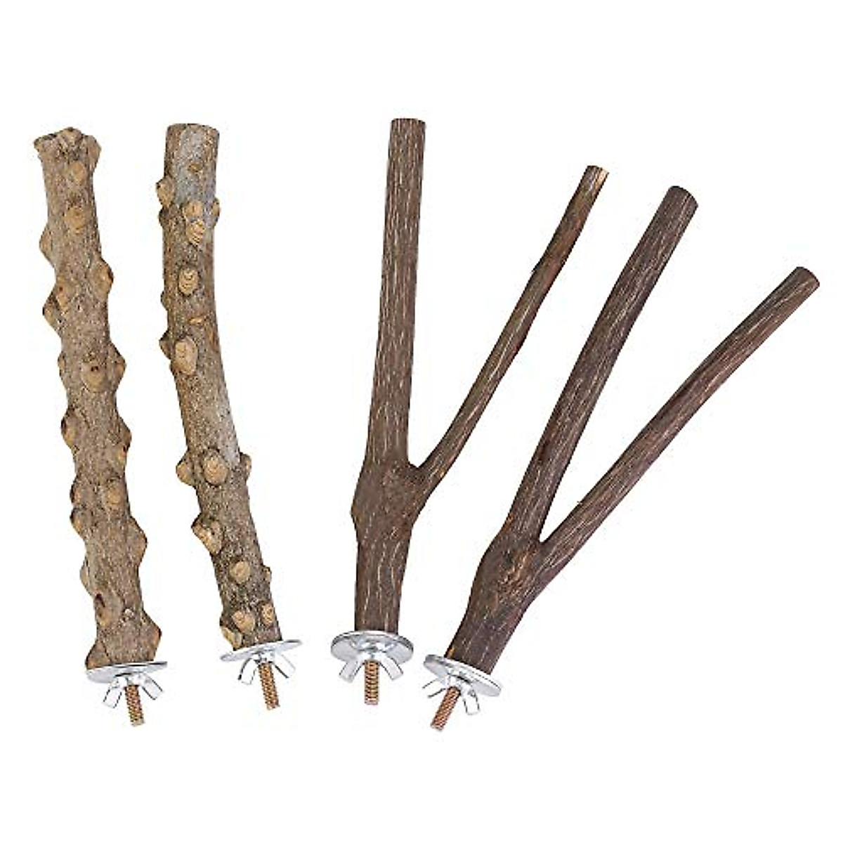 Mogoko 4 Pcs Bird Perches Parrot Stand Natural Wood Perch Parakeet Toys Bird Cage Accessories for Conure Supplies Budgie Platform