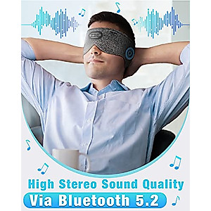Sleep Headphones Bluetooth Sleeping Headband: 10Hrs Wireless Music Eye Mask with Soft Cozy Earbuds Comfortable Earphones for Side Sleepers - Comfy Head Band Ear Buds Men Women Gifts (Medium)