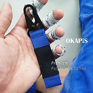 OKAPIS Jiu Jitsu Keychain BJJ Belt Promotion Gift Brazilian Jiu-Jitsu White Blue Purple Brown Black Belt Backpack Keyring (Blue)