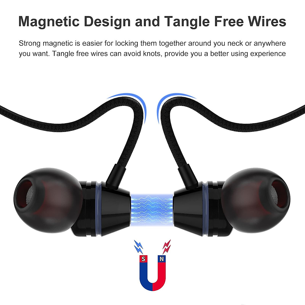 TITACUTE 3.5mm Headphones Magnetic Wired Earbuds for Google Pixel 5a 4a 3a for iPhone 6S 6 5S SE 1st Samsung Galaxy A03s A12 S9 S10 G Power MP 4 Gaming Headset in-Ear Earphones with Microphone Control
