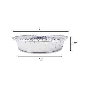9-inch Aluminum-Foil Pie Pans with Lid – Round Disposable Heavy Duty Pans for Storing, Tart Baking, Reheating and Serving – Oven & Freezer safe - Made in USA (Pack of 20)