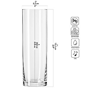 Krosno Tall Water Juice Beverage Drinking Highball Glasses | Set of 6 pieces | 6.8 oz | Pure Collection | Ideal for Home, Restaurant, Events & Parties | Dishwasher Safe