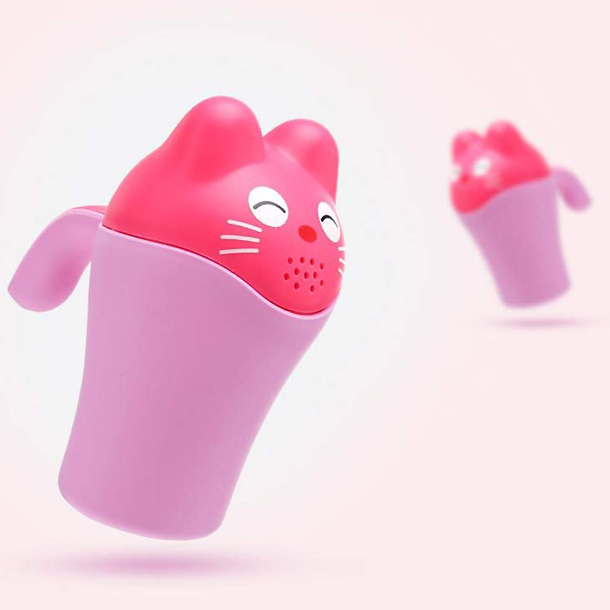Cabilock Fashion Creative Baby Shower Water Cup Adorable Shower Shampoo Cup Bath Wash Cups Shampoo Rinser with Handle (Pink)