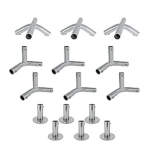 Simond Store Canopy Fitting 3 Way 6 Pc, 4 Way 3 Pc, Footpad 6 Pc, 1-3/8 inch Diameter High Peak Connectors for Carport Frame Boat Shelter Outdoor Canopies Party Tents Garage Batting Cage Garden Shade