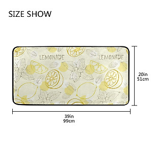 MOYYO Kitchen Mat Fruits Yellow Lemons Lemonade Kitchen Rug Mat Anti-Fatigue Comfort Floor Mat Non Slip Oil Stain Resistant Easy to Clean Kitchen Rug Bath Rug Carpet for Indoor Outdoor Doormat