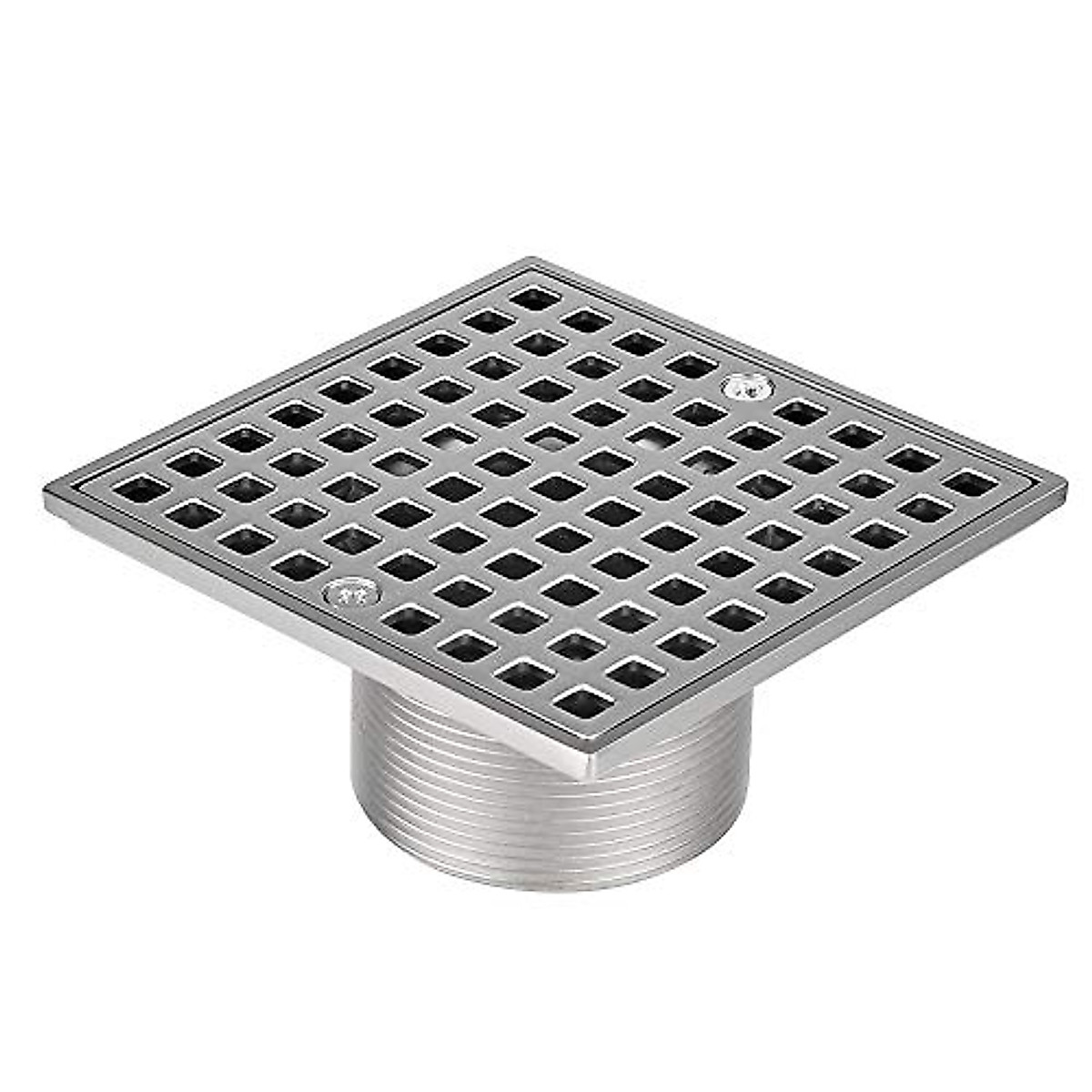 Annde 4-1/4 Square Floor Shower Drain, Shower Drain Base for Low Profile Shower Pan Nickel Brushed with Various Finish Style, for Kitchen,Bathroom (Grid)